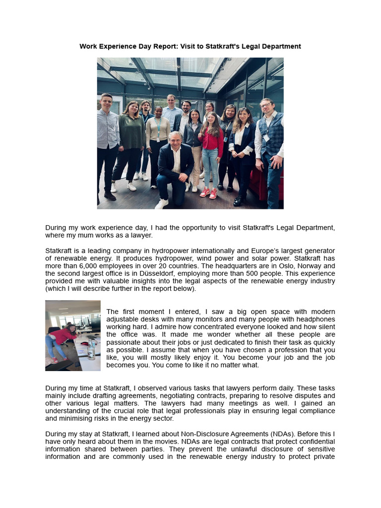 Report -- Work Experience | Download Free PDF | Non Disclosure ...