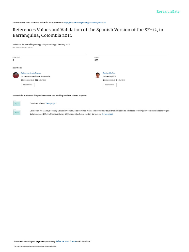 References Values and Validation of The Spanish Ve | PDF | Cronbach's ...