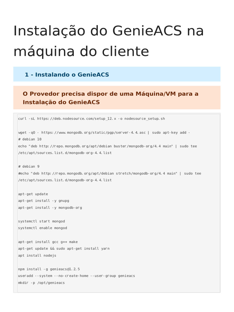 Instalacao Do Genieacs Na Maquina Do Cliente | PDF | Programas | Software Unix