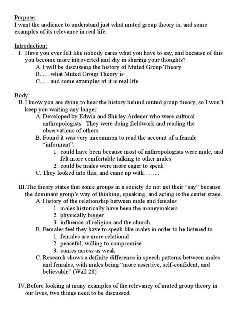 COMM 201 - Muted Group Theory Outline | PDF | Critical Theory | Science