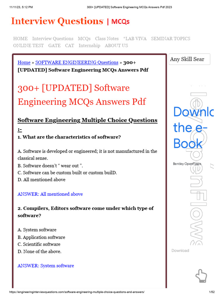 300+ [UPDATED] Software Engineering MCQs Answers Pdf 2023 | Download ...