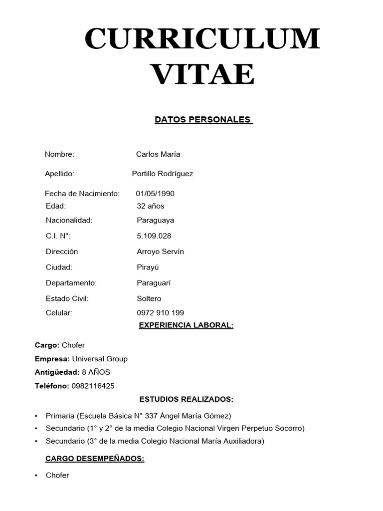 Curriculum Vitae Carlos Portillo | PDF