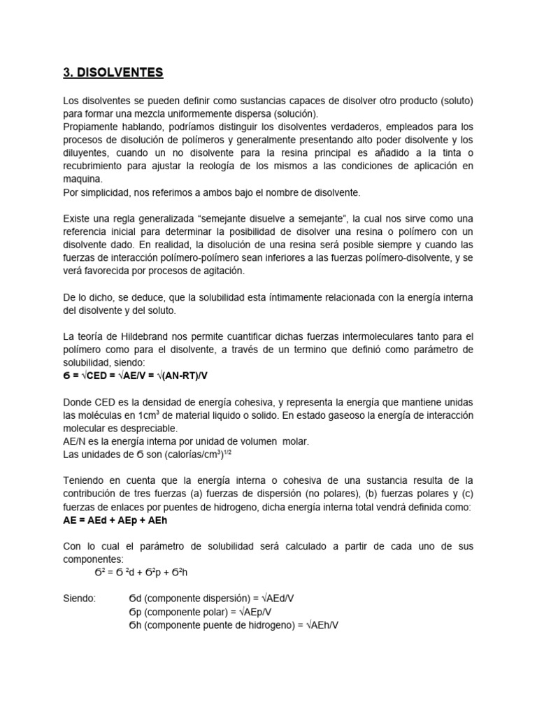 Disolventes: Tipos y Propiedades Clave | PDF | Solubilidad | Solvente