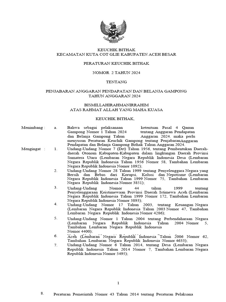 PERCHIK PENJABARAN APBG 2024 Final | PDF