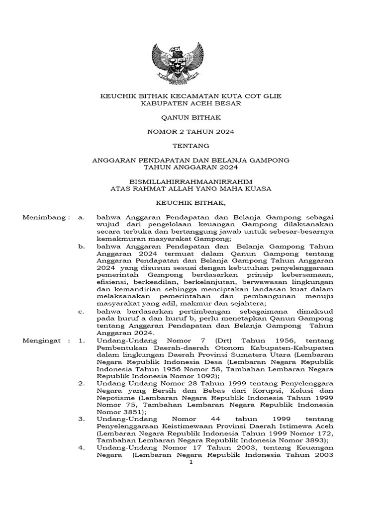 Qanun APBG -2024 final | PDF