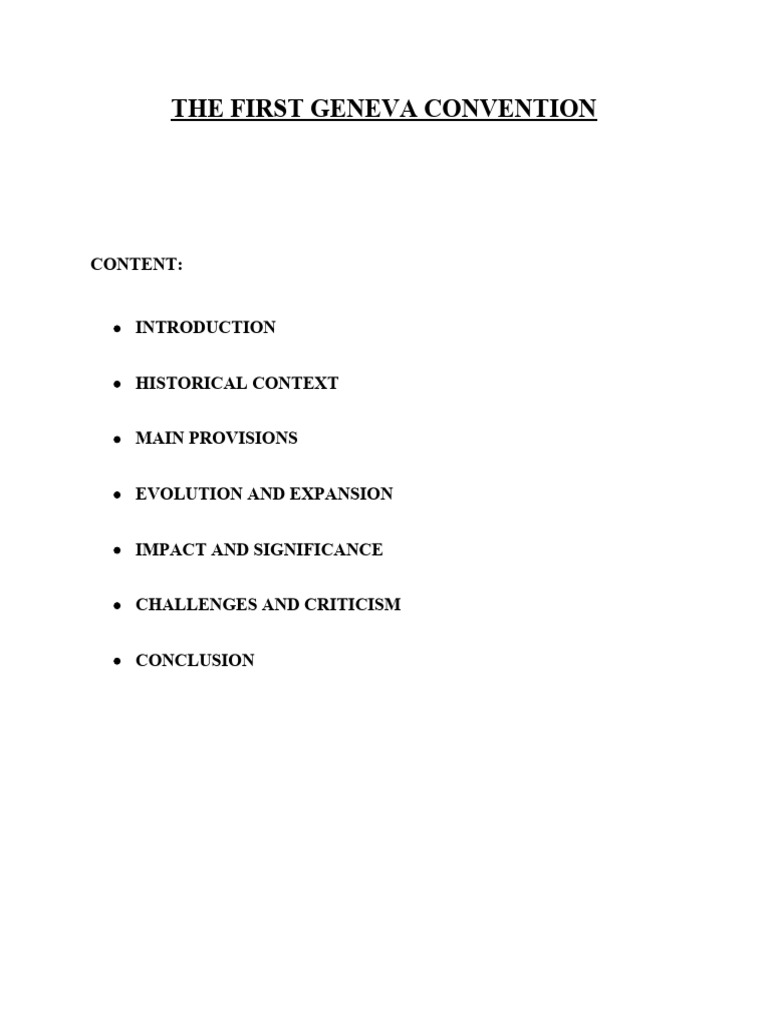 Overview of the First Geneva Convention | PDF | Geneva Conventions ...