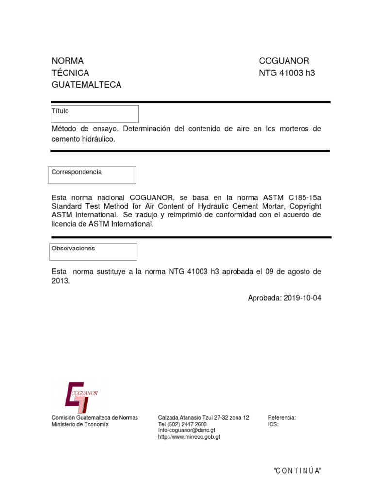 NTG 41003 h3 ASTM C185 Mtodo de Ensayo Determinacin Contenido Aire ...