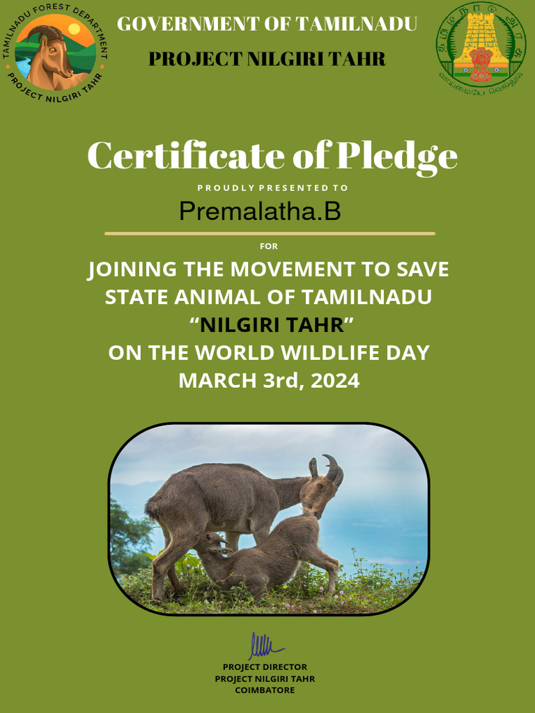 Wildlife Pledge Certificate | PDF
