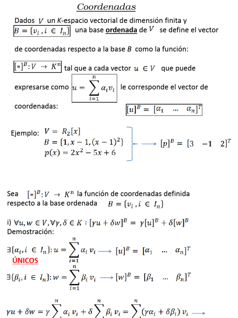 Vector de Coordenadas y Matriz de Cambio de Base | PDF Vector de Coordenadas y Matriz de Cambio de Base | PDF