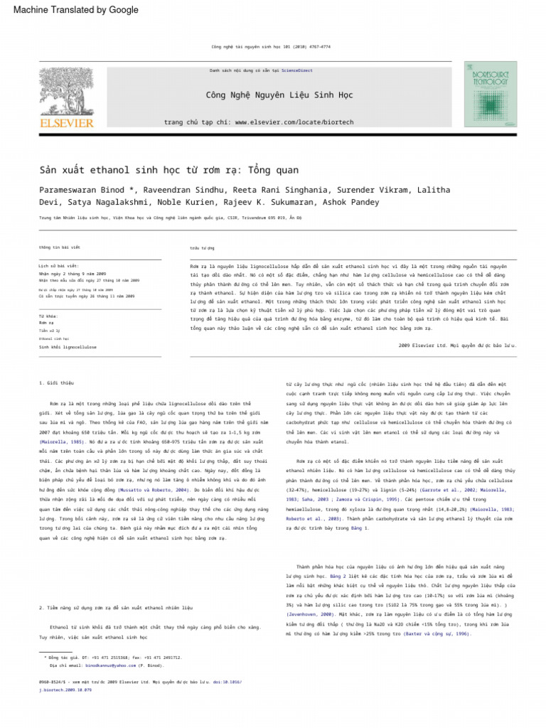 Sản xuất ethanol sinh học từ rơm rạ: Tổng quan | PDF