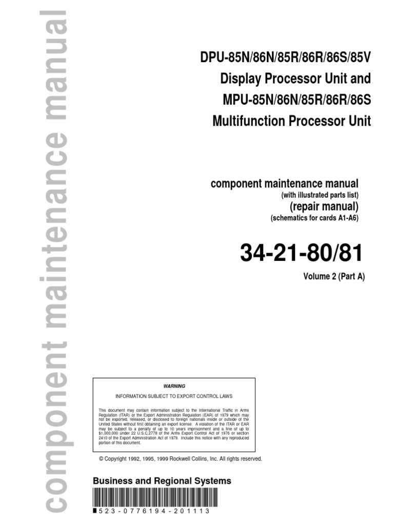 DPU-85N/86N/85R/86R/86S/85V Display Processor Unit and MPU-85N/86N/85R/86R/86S Multifunction ...