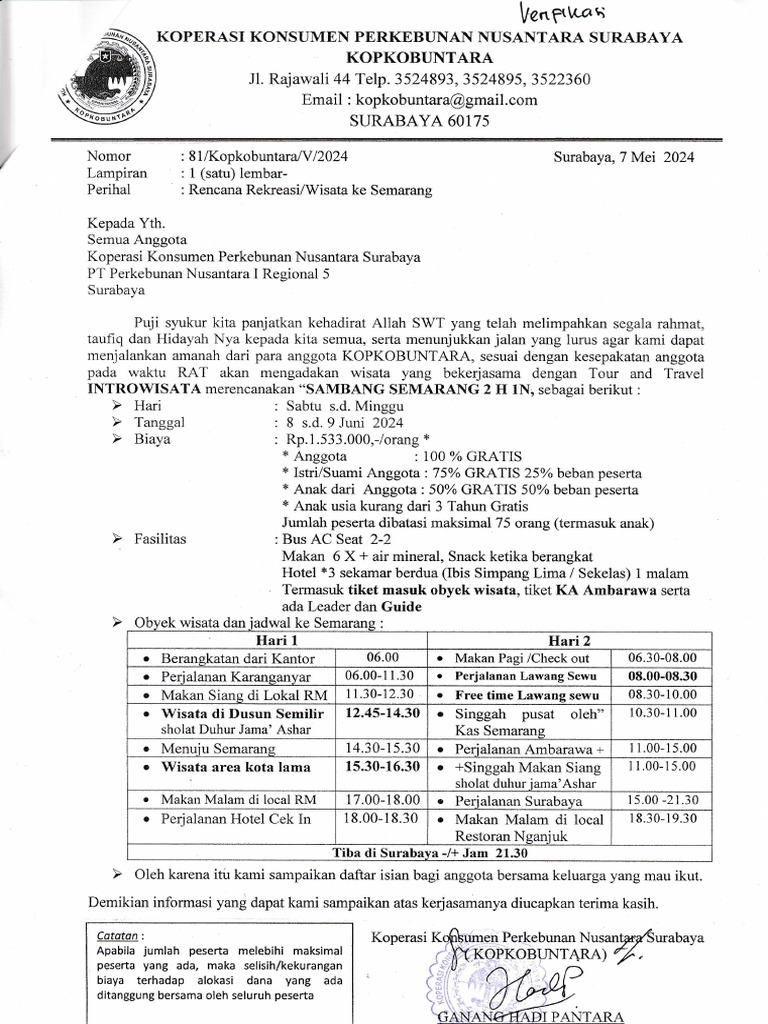 Kokad 12 - Rencana Rekreasi Wisata Ke Semarang | PDF