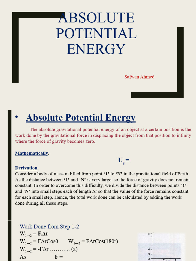 Absolute Potential Energy and Escape Velocity | PDF | Potential Energy ...