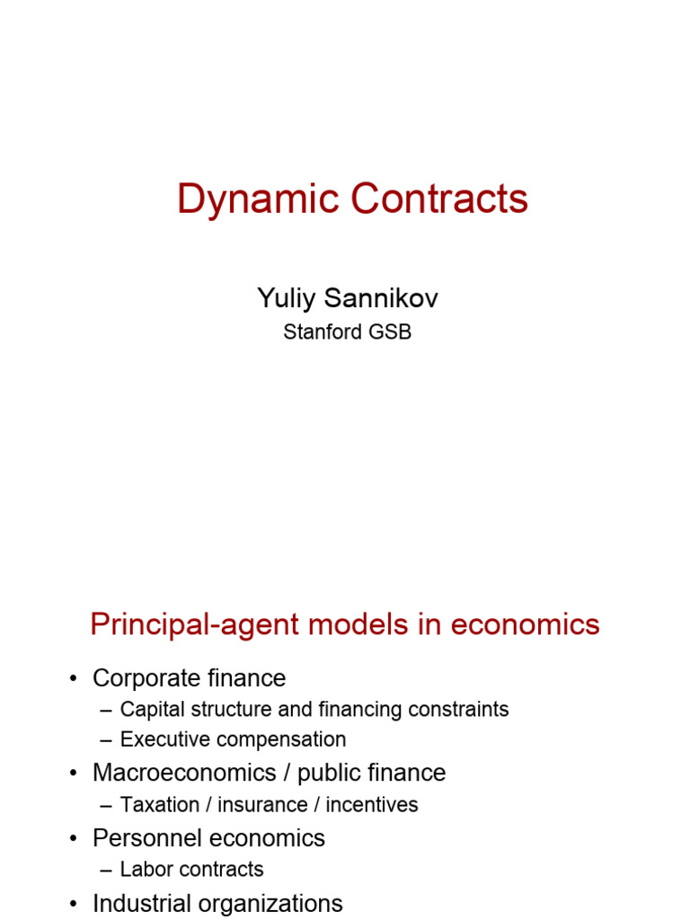 Sannikov Y. Dynamic Contracts | PDF | Taxes | Incentive