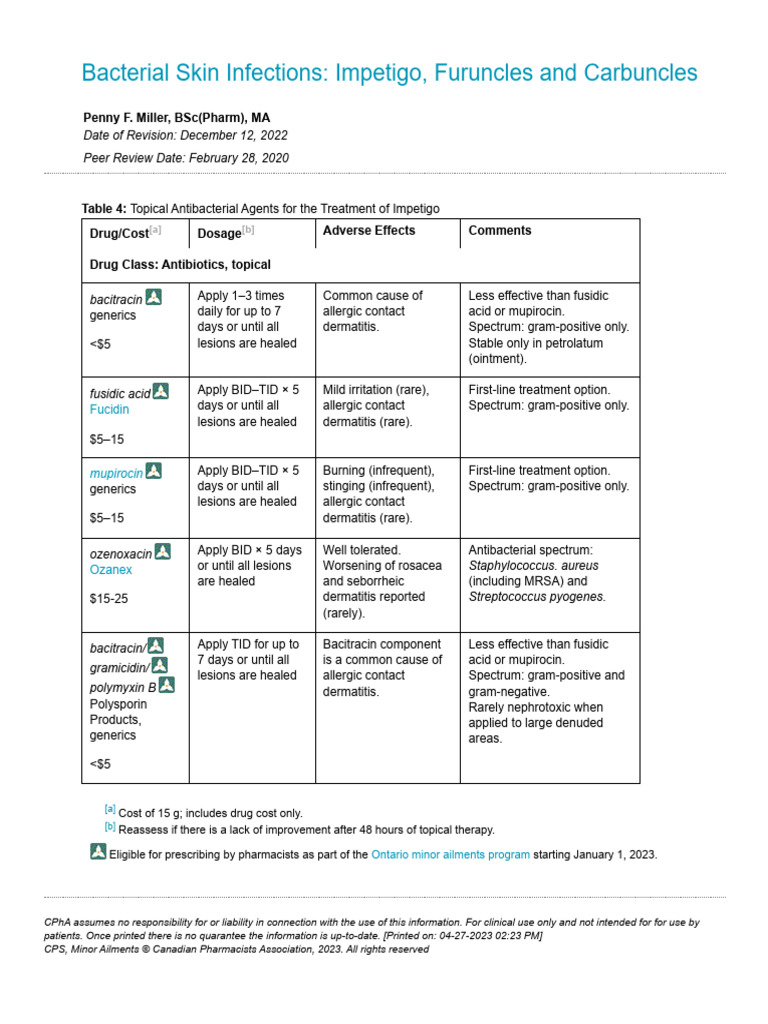 Bacterial Skin Infections - Impetigo, Furuncles and Carbuncles | PDF ...