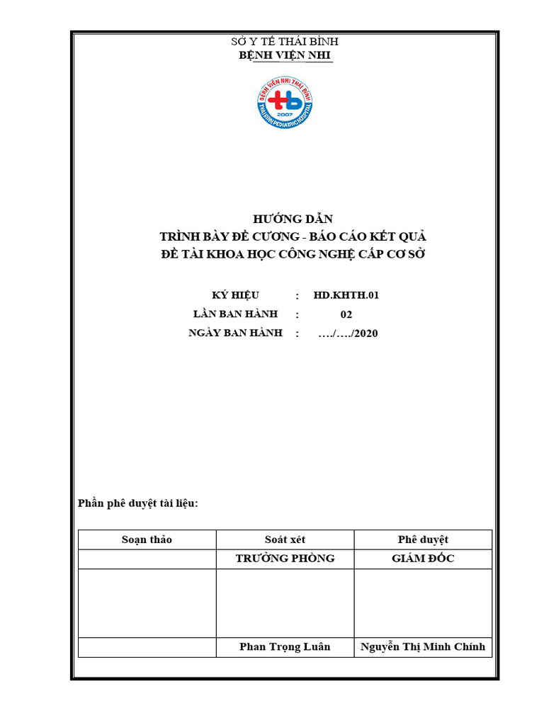 HD KHTH 01 Hướng dẫn trình bày đề cương đề tài NCKH cấp cơ sở | PDF