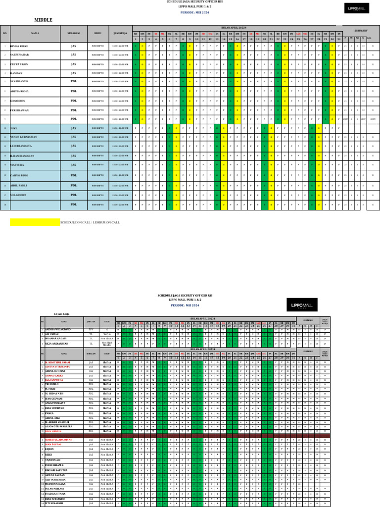Schedule Mei 2024-1 | PDF