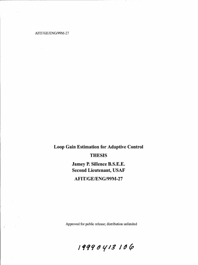 Ada 361718 | PDF | Control Theory | Least Squares