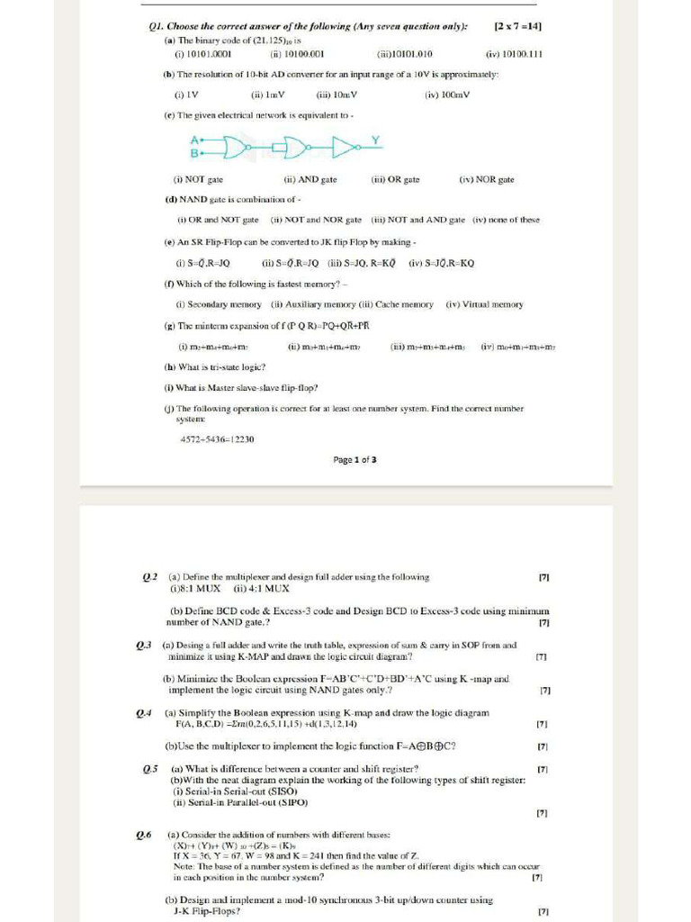 Digital Electronics Model Paper | PDF