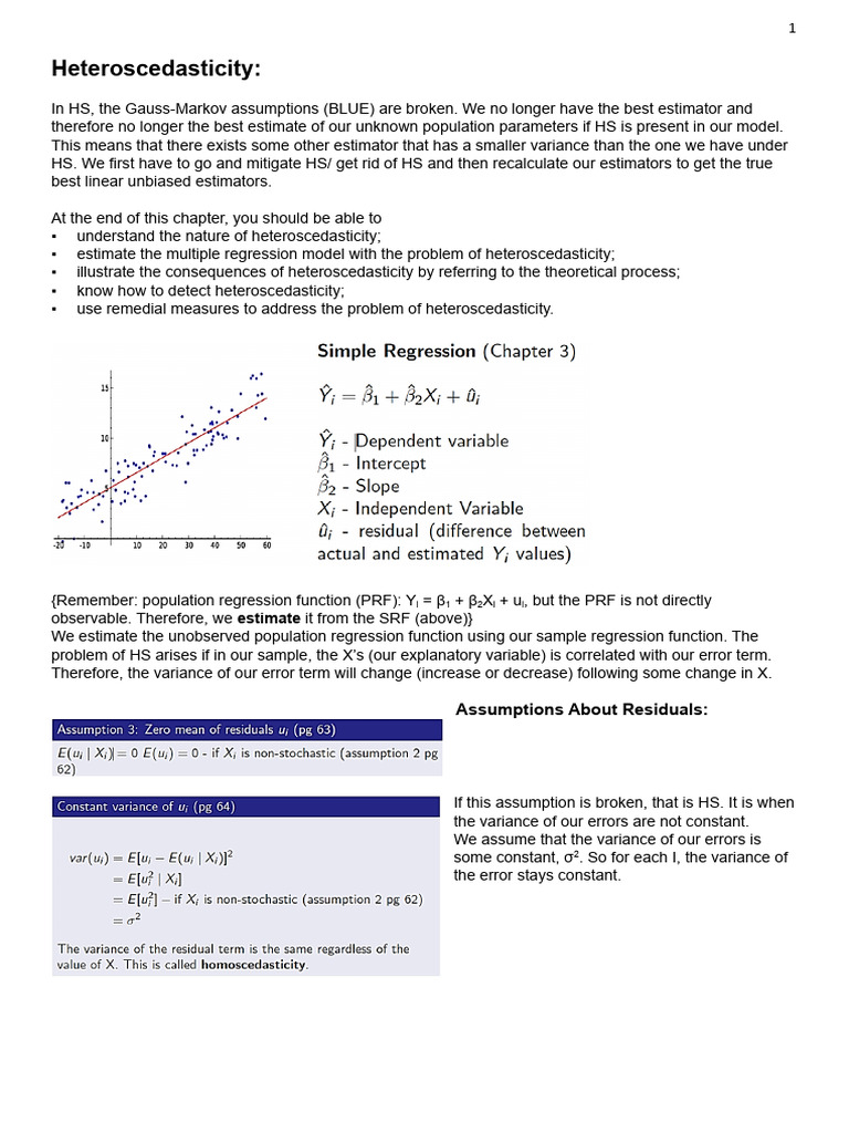 Heteroscedasticity Slides PDF | PDF | Errors And Residuals | Regression Analysis