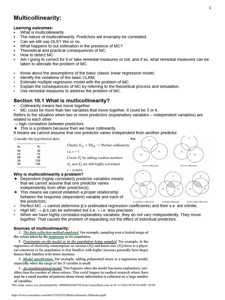 Multicollinearity_Slides.docx.pdf | PDF | Multicollinearity | P Value