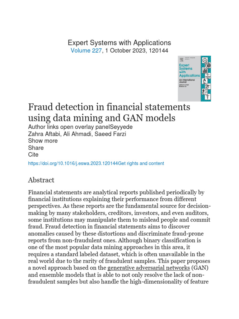 Expert Systems With Applications | PDF | Machine Learning | Audit