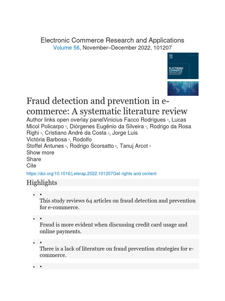 E-Commerce Fraud Detection Review 2022 | PDF | Machine Learning | E Commerce