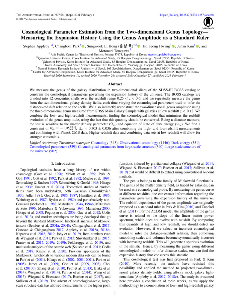 Cosmological Parameter Estimation From The Two-Dimensional Genus ... Cosmological Parameter Estimation From The Two-Dimensional Genus ...