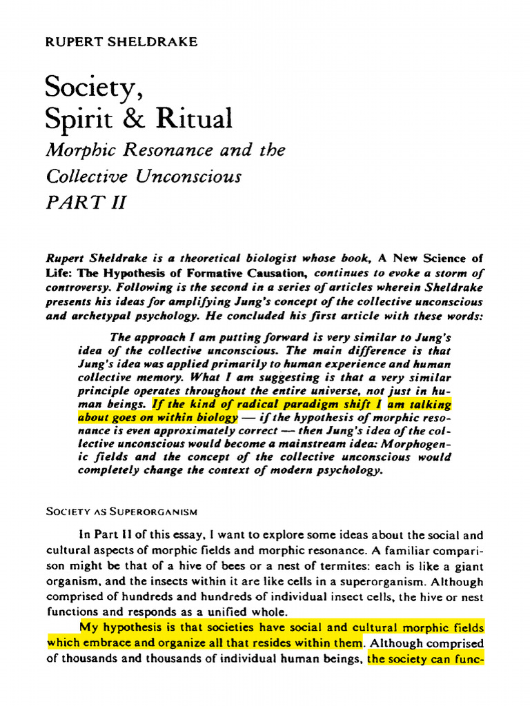 Week 5 Society-Spirit-and-Ritual-Morphic-Resonance-and-the-Collective-Unconscious-Part-II | PDF ...