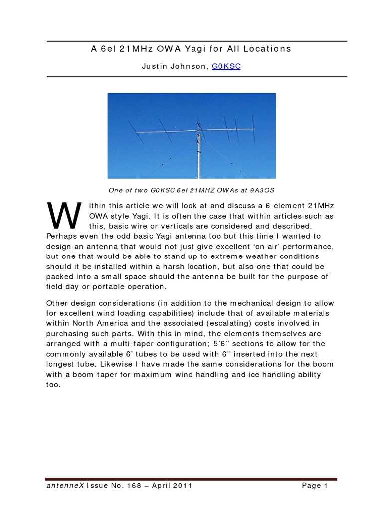 6el 21MHzOWA | PDF | Antenna (Radio) | Electromagnetic Spectrum