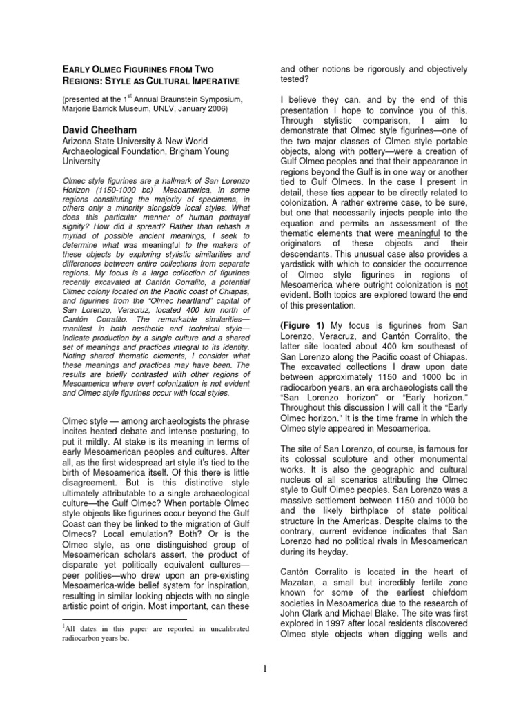 David Cheetham - Early Olmec Figurines From Two Regions Style As ...