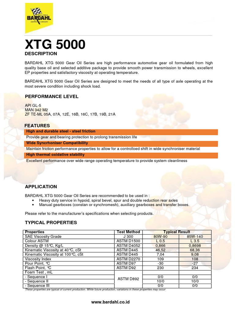 Pds Bardahl Xtg 5000 | PDF | Mechanical Engineering