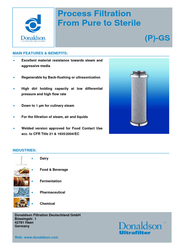 P-GS-Steam-Filter-Elements | Download Free PDF | Filtration | Gases