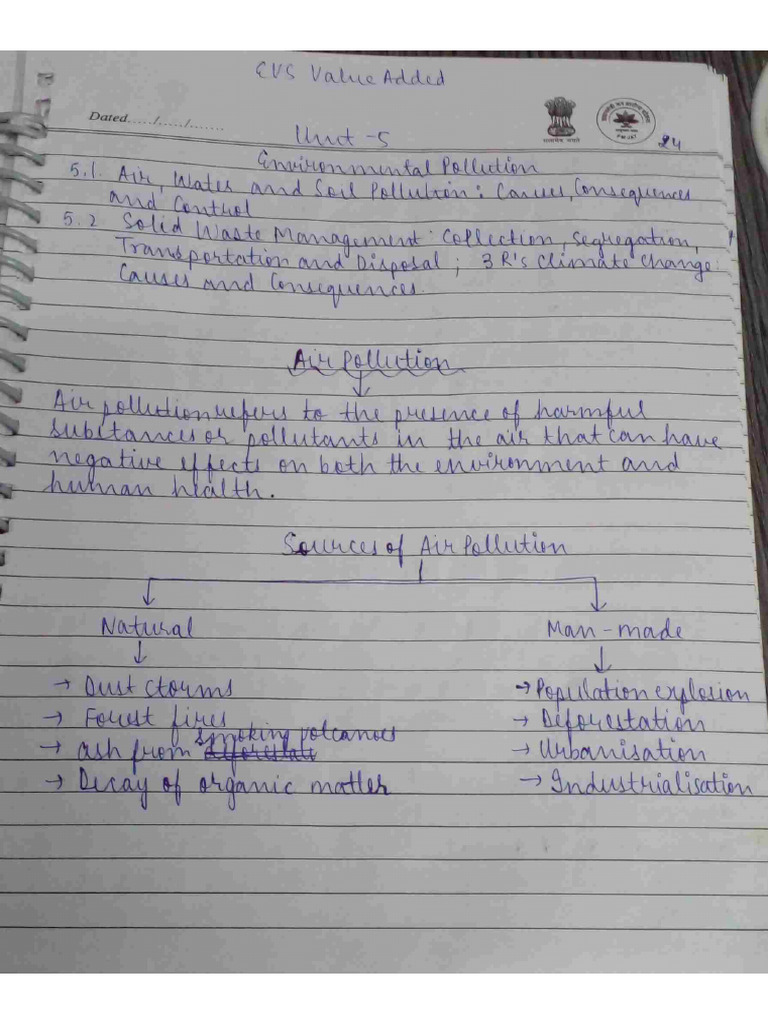 Evs Value Added Unit 5 Handwritten Notes | PDF