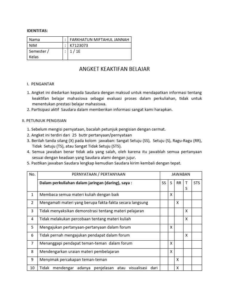 ANGKET KEAKTIFAN BELAJAR, BERPIKIR KRITIS DAN KREATIF MHS 2023 ...