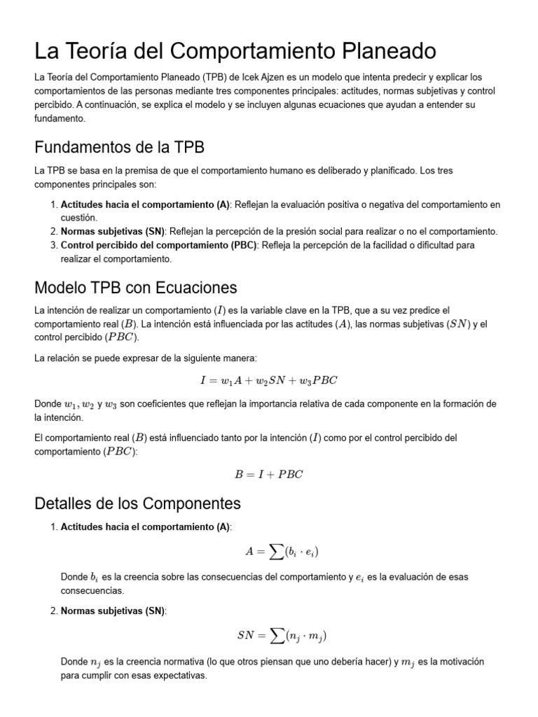 Theory of Planned Behavior | PDF | Comportamiento | Utilidad