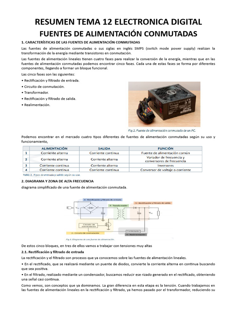 Resumen Tema 12 Electronica Digital - 051402 | PDF | Rectificador ...