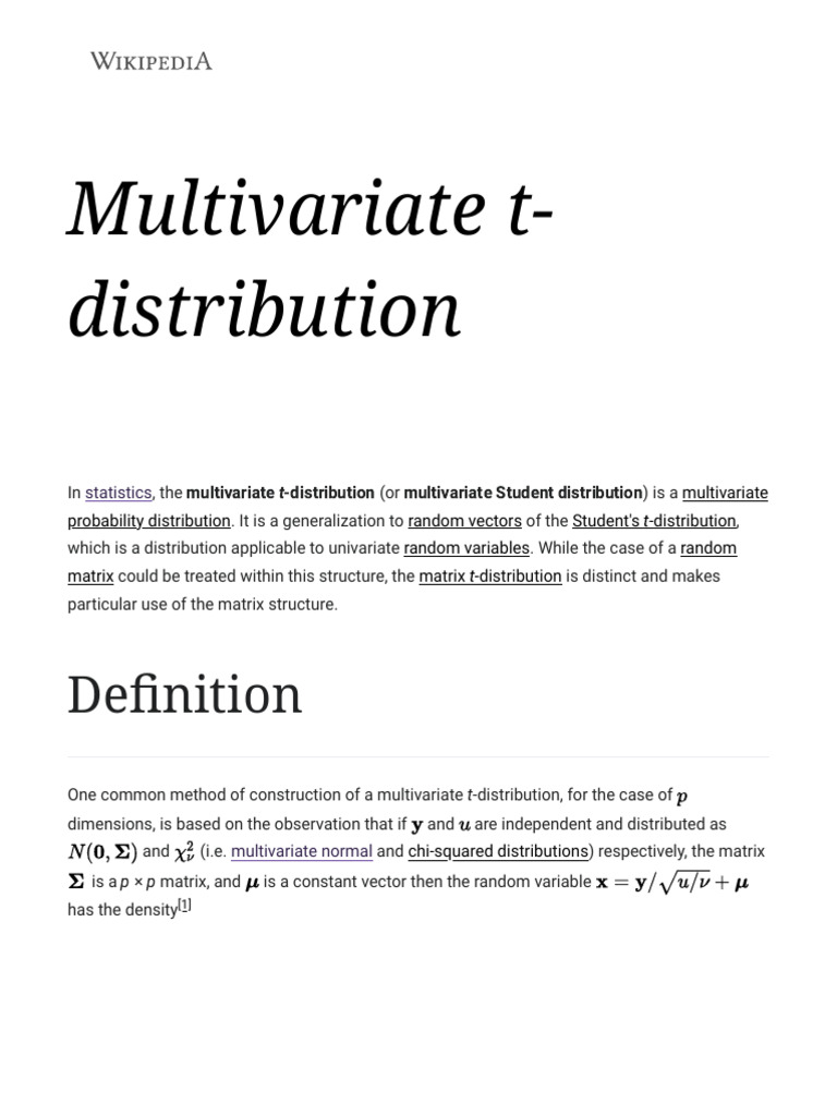 Multivariate t-Distribution Overview | PDF | Statistical Theory ...