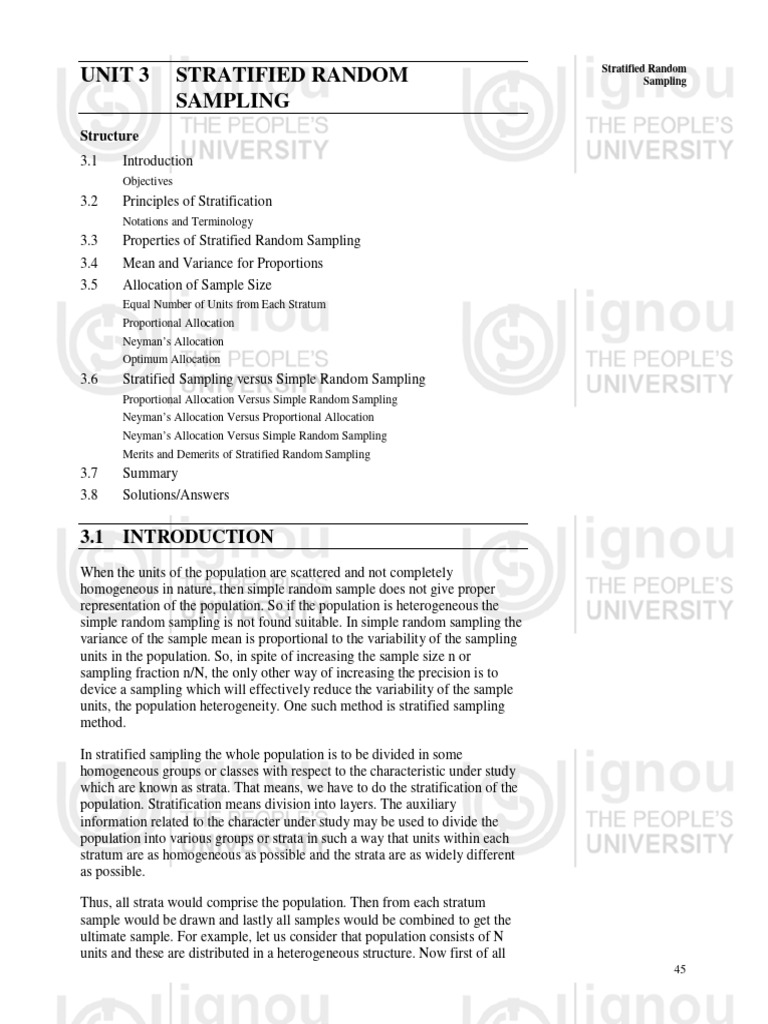 Unit 3 | PDF | Stratified Sampling | Sampling (Statistics)