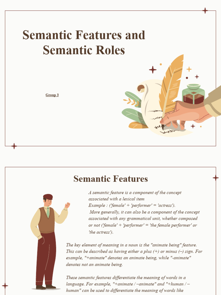 Semantic Features & Semantic Roles (Group 3) | Download Free PDF | Semantics | Word