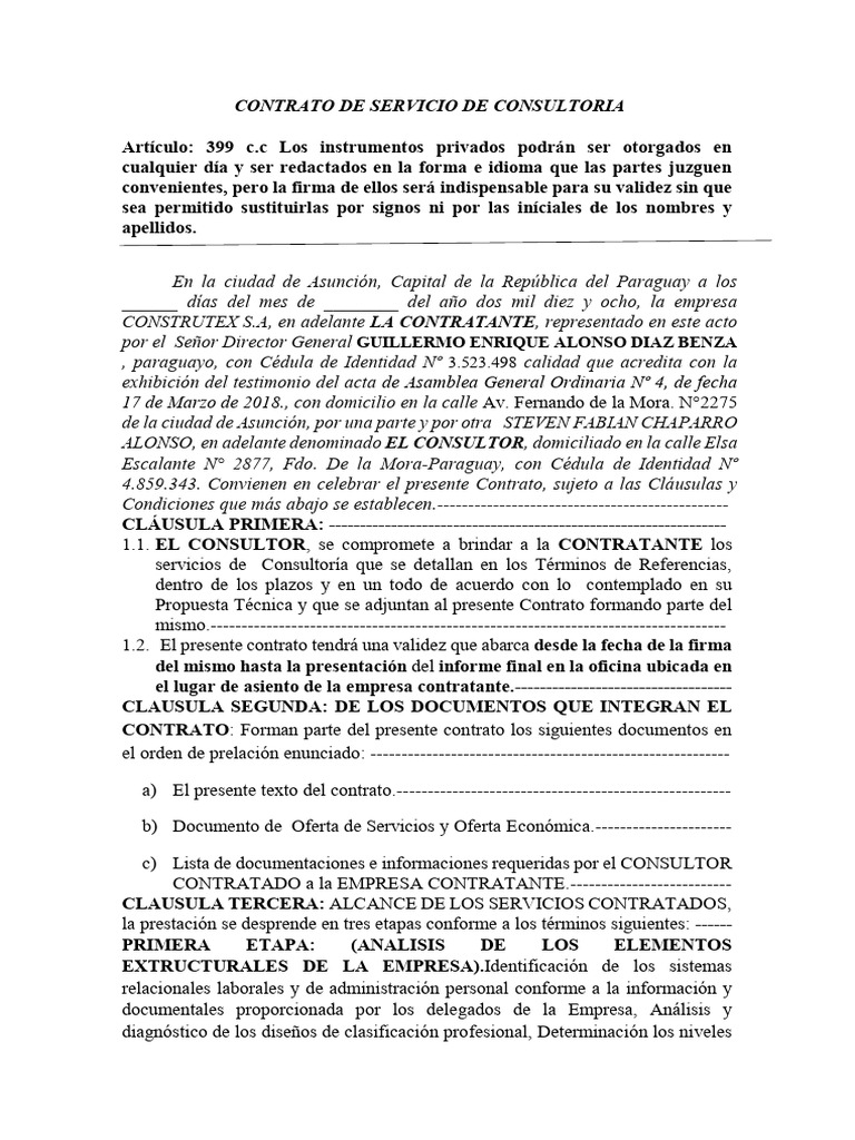 Microsoft Word - CONTRATO DE SERVICIO DE CONSULTORIA2 | PDF | Business