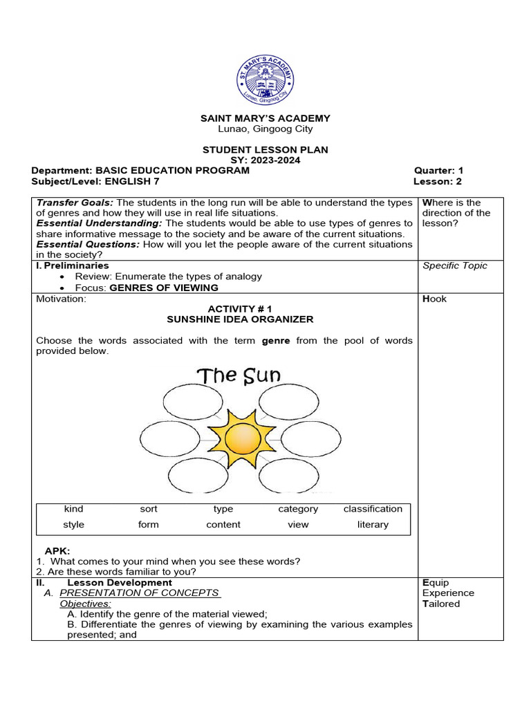 Lesson 2 - Types of Genres | PDF | Genre | Internet