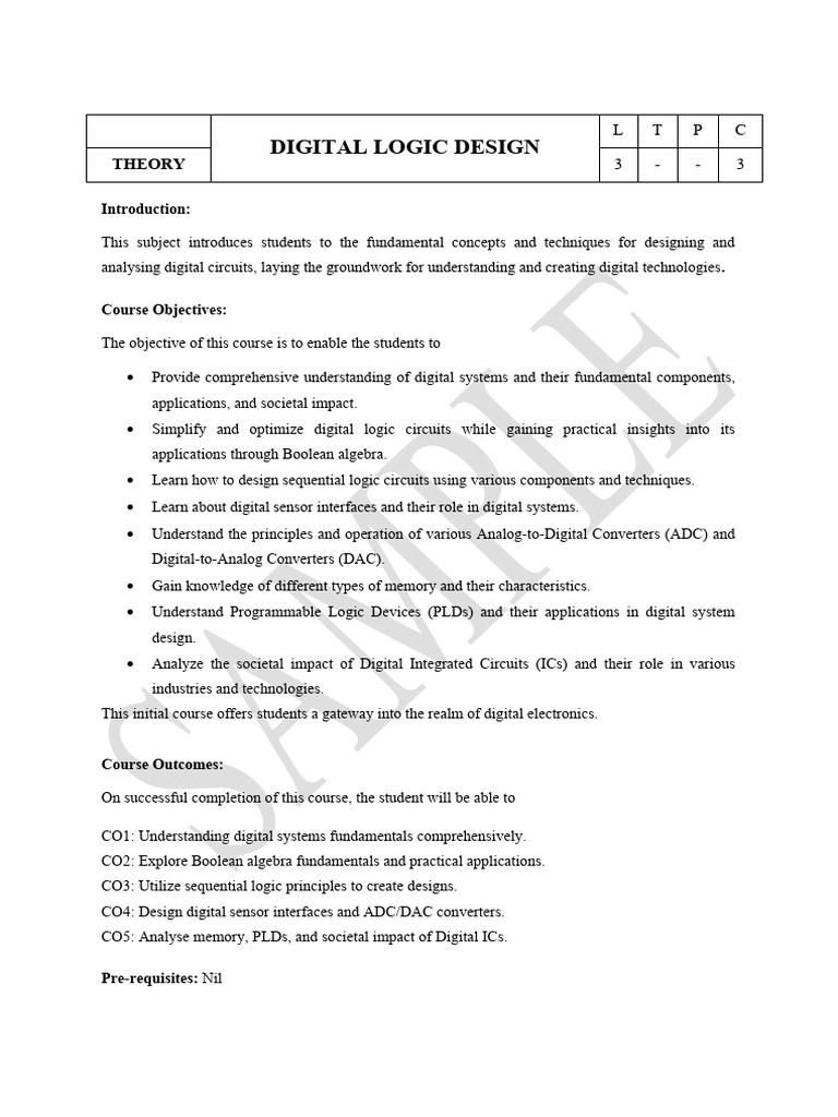 Digital Logic Design Theory Pdf Analog To Digital Converter