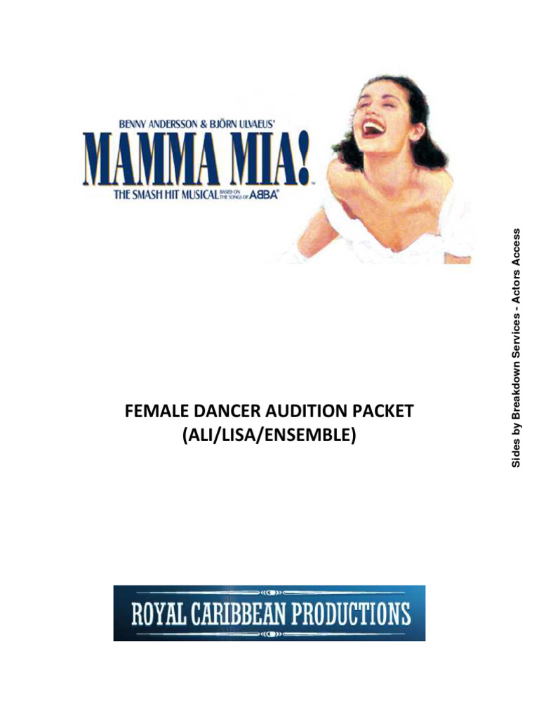 MAMMA MIA Audition Packet Female Dancers Ali Lisa Ensemble 2 2 | PDF