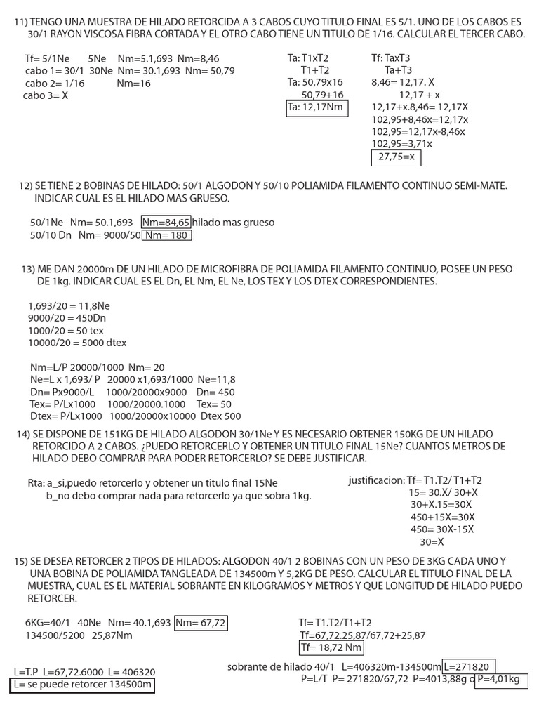 Ejercicios de Titulo Hoja 4 | PDF | Textiles
