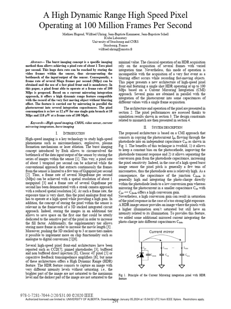 A_High_Dynamic_Range_High_Speed_Pixel_Operating_at_100_Million_Frames_Per_Second | PDF | Pixel ...