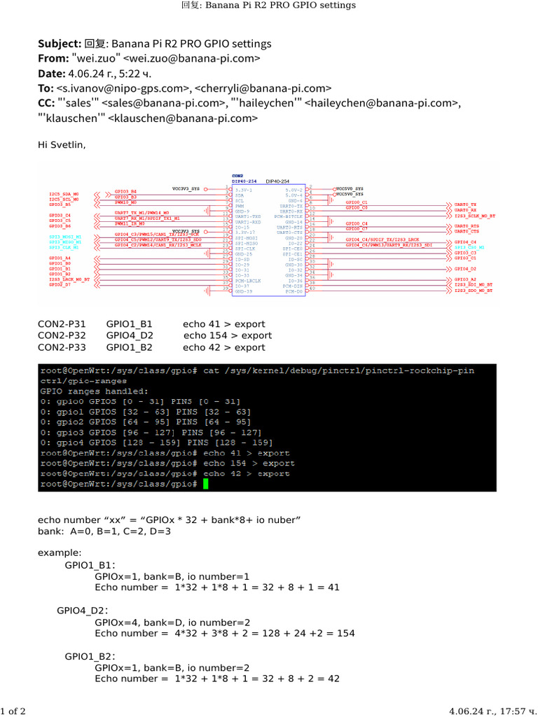 Banana Pi R2 PRO GPIO settings | PDF