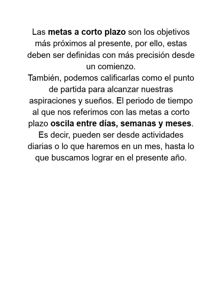 Metas A Corto Mediano y Largo Plazo | PDF