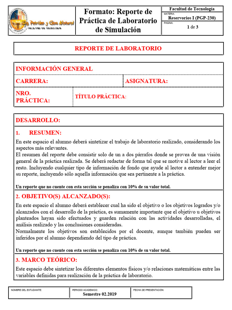 Formato de Reporte de Laboratorio | PDF | Laboratorios | Science