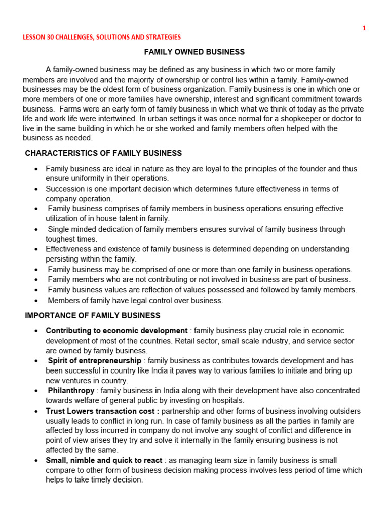Lesson 22 - Family Owned Business | PDF | Financial Capital | Stocks